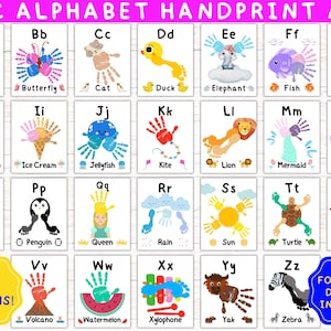 My First A-Z ABC Alphabet Handprint Craft Book Template, Printable ...