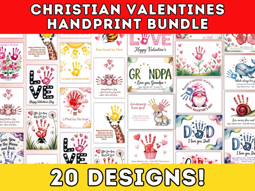 Christian Valentine's Day Handprint Art Bundle | Sunday School Church ...