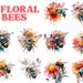 Floral Bees Watercolor Clipart Bundle, Commercial Use (digital Download ...