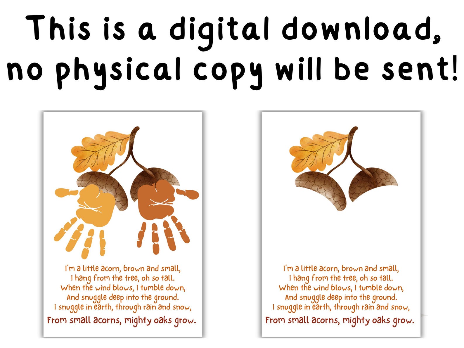 Acorn Handprint Art Printable | Fall Keepsake Poem for Kids | DIY ...