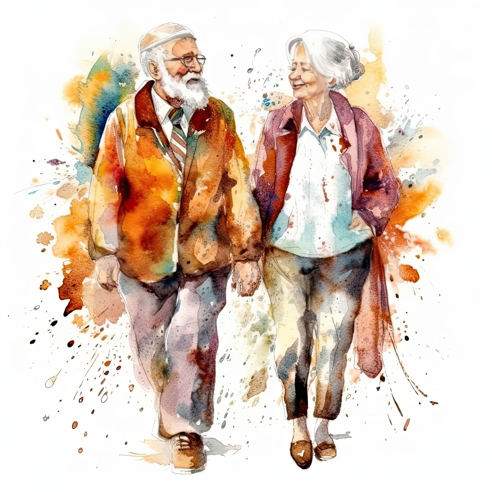 Watercolor Older People Clipart Bundle Set | Commercial Use (digital ...