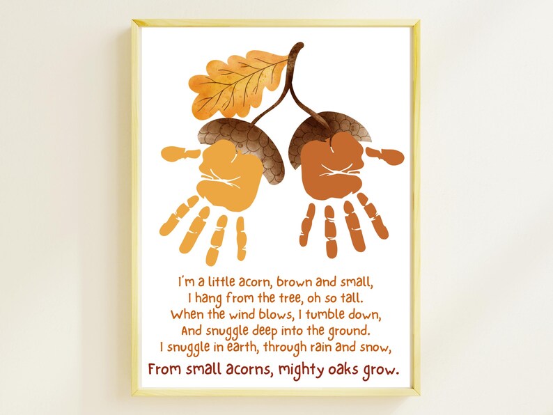 Acorn Handprint Art Printable | Fall Keepsake Poem for Kids | DIY ...