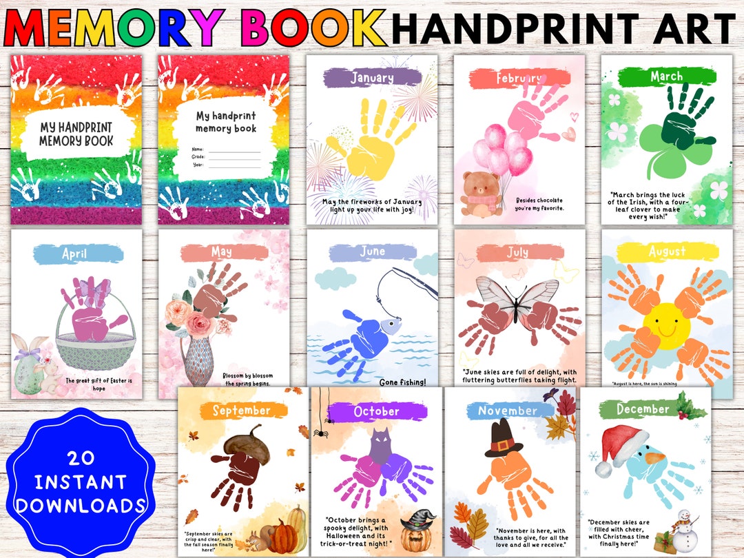 Memory Book Handprint Art Craft Printable for Pre K Kids | Toddler ...