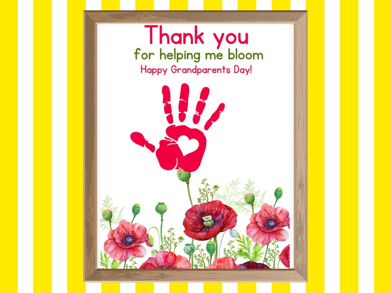 Grandparents Day Handprint Art, Thank You Gift (digital Download ...