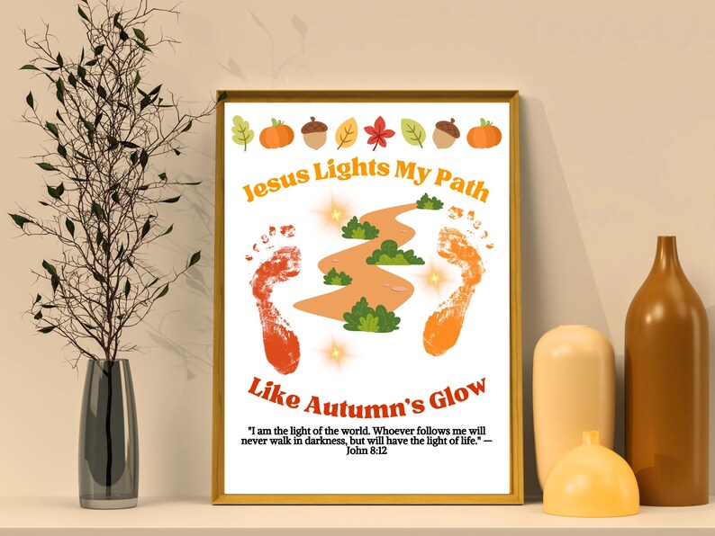 Christian Thanksgiving Footprint Art, Jesus Lights My Path (printable ...
