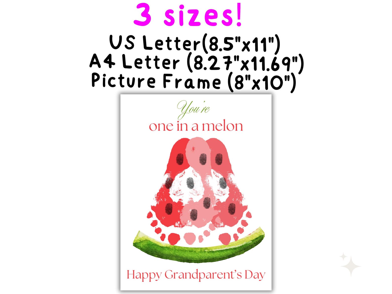 Grandparents Day Handprint Art Prints, DIY Toddler Keepsake (digital ...