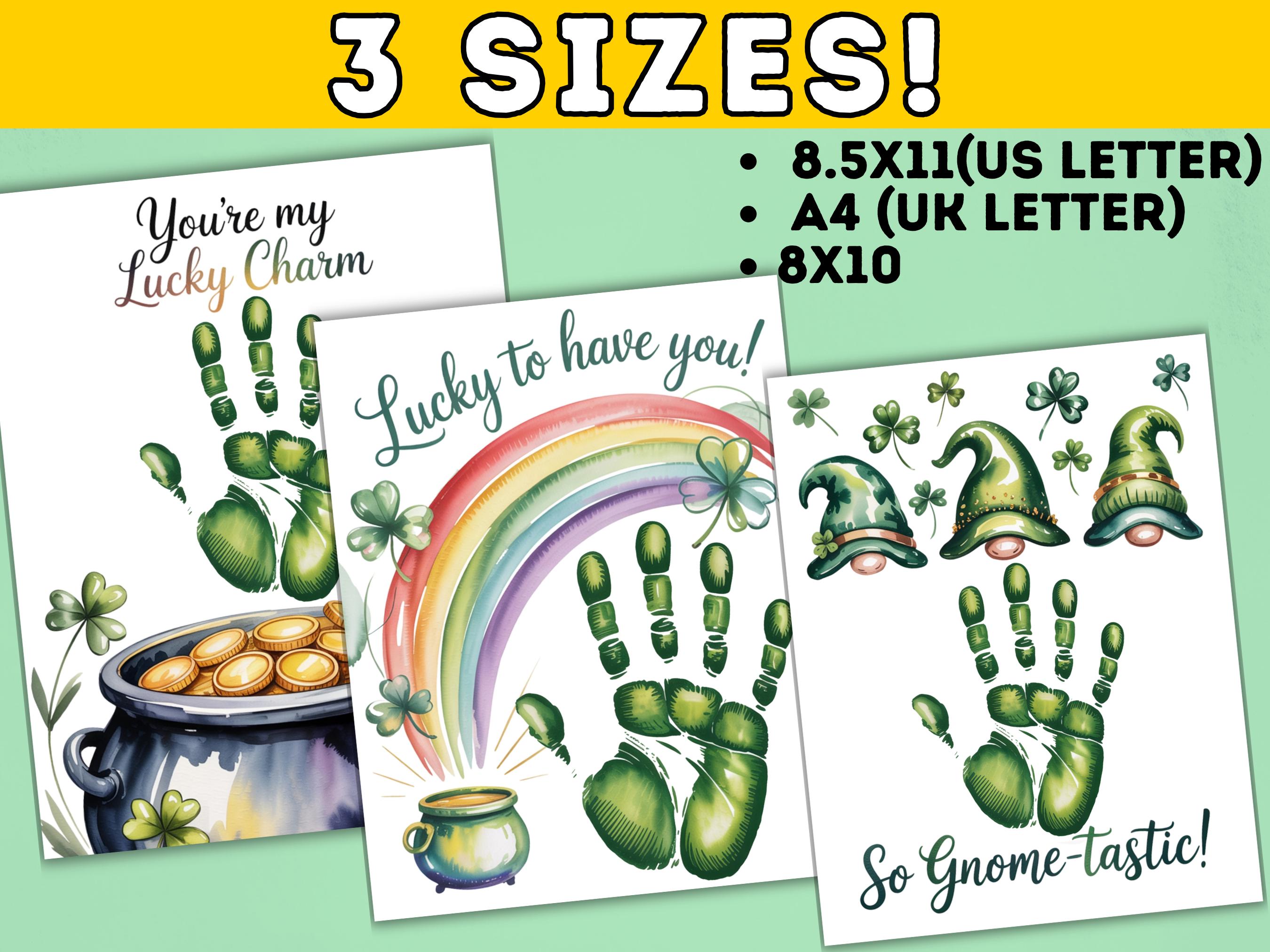 Happy St Patricks Day Handprint Art Bundle, DIY Toddler Kids Shamrock ...