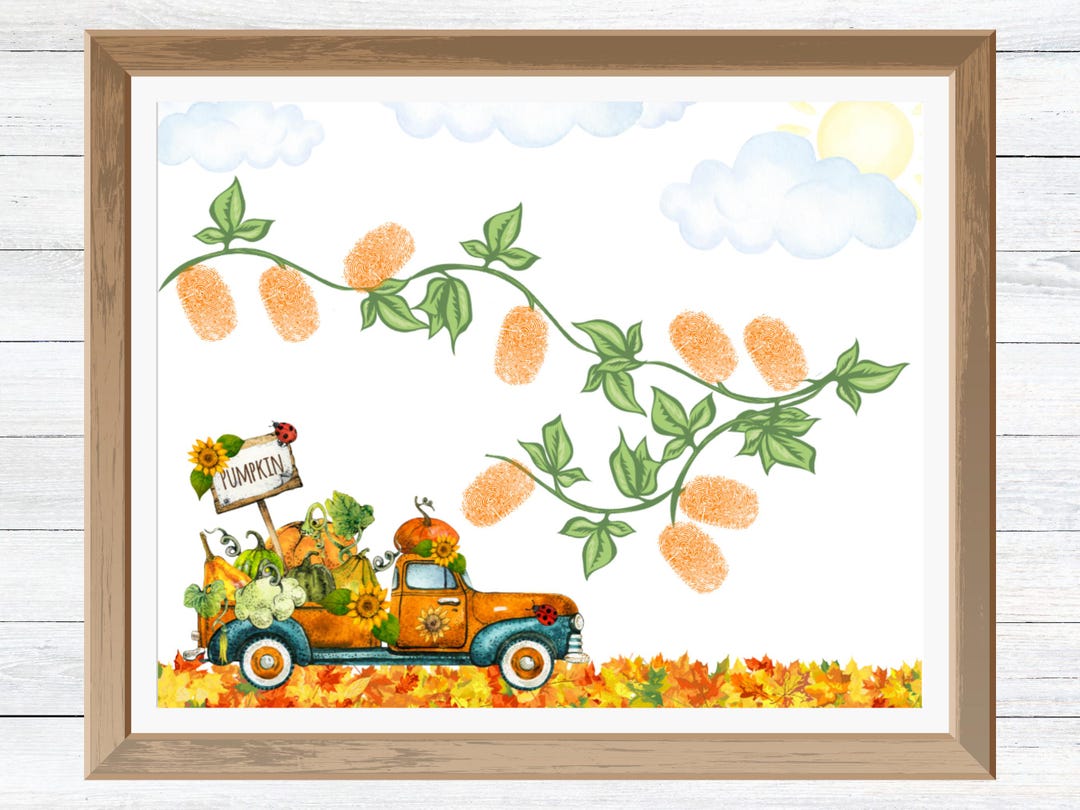 Fall Thumbprint Pumpkin Patch Craft, Toddler DIY Template (digital ...