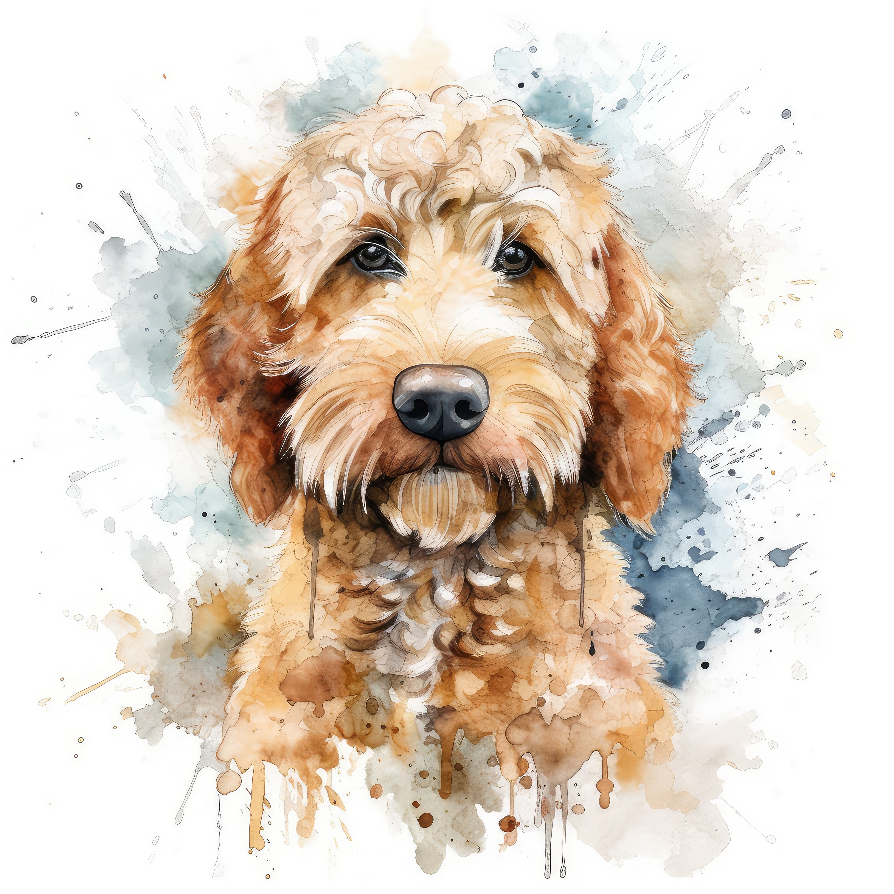 Watercolor Goldendoodle Dog Clipart Bundle, Commercial Use (digital ...