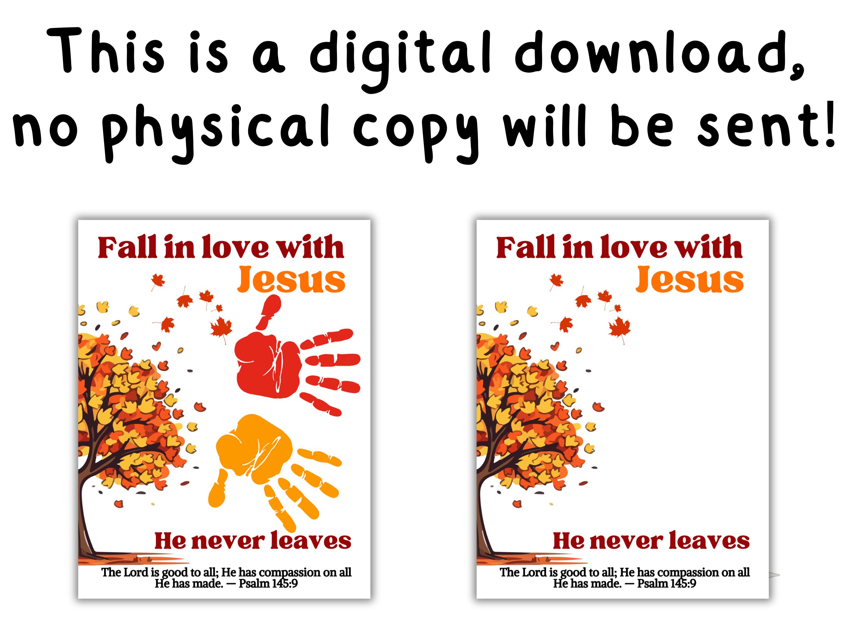 Printable Christian Fall for Jesus He Never Leaves Handprint Art ...