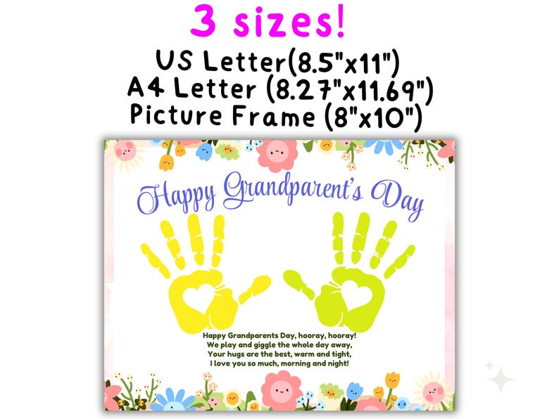 Grandparents Day Handprint Art, Keepsake Gift (digital Download ...
