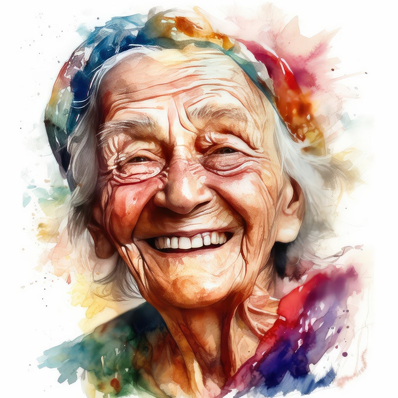 Watercolor Elderly Ladies Old People Clipart Design Bundle ...