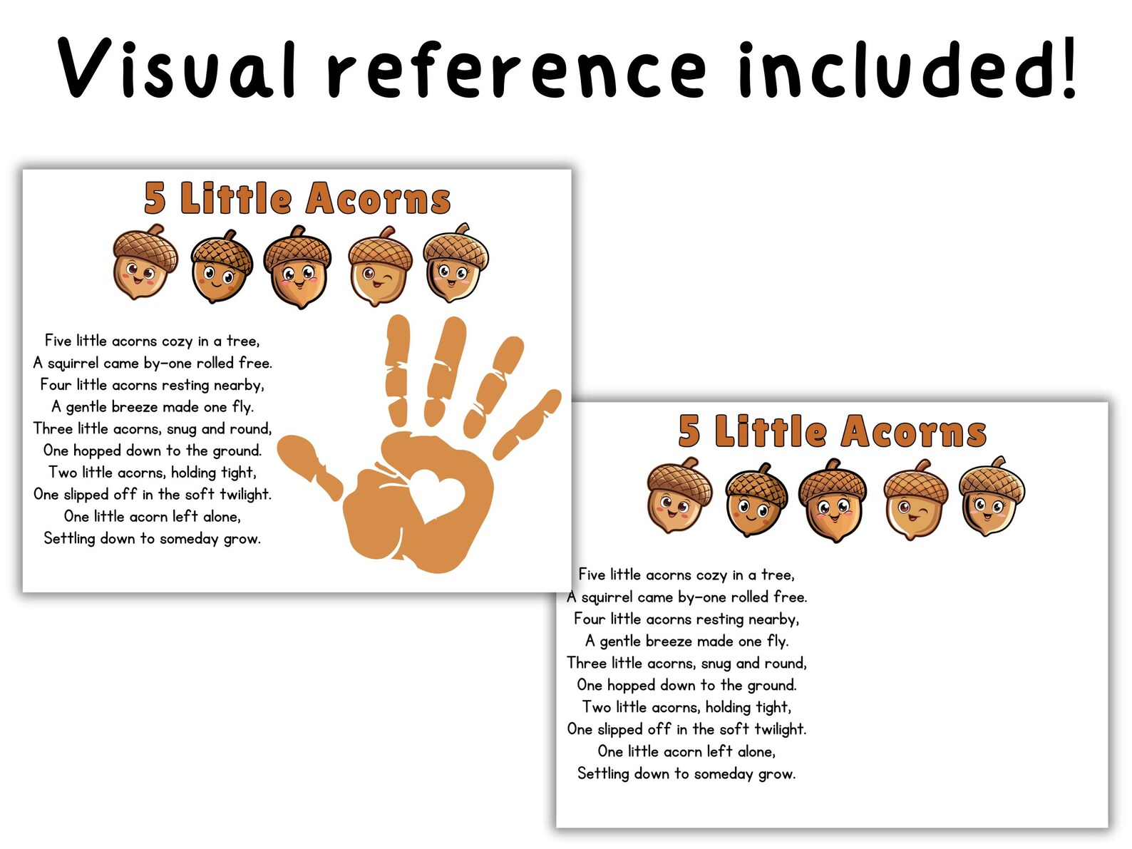 Five Little Acorns Fall Handprint Art Template, DIY Hand Print Craft ...