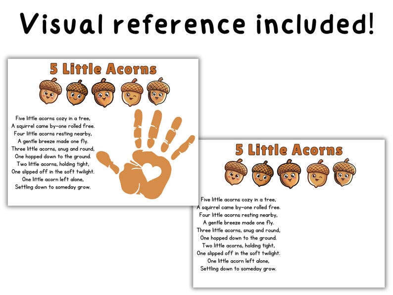 Five Little Acorns Fall Handprint Art Template, DIY Hand Print Craft ...