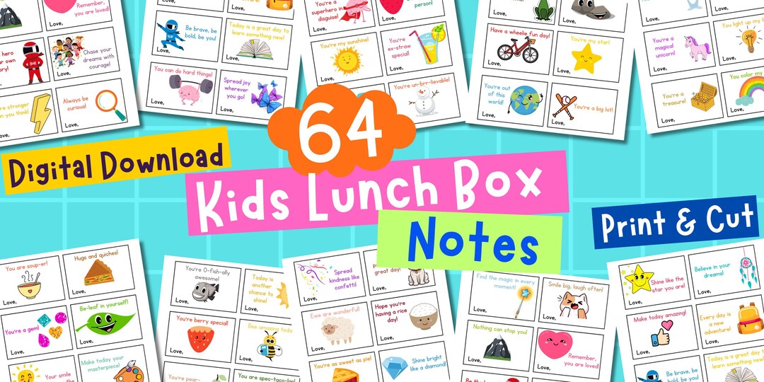 Kids Lunch Box Notes 64 Classroom Printables for School Affirmations ...