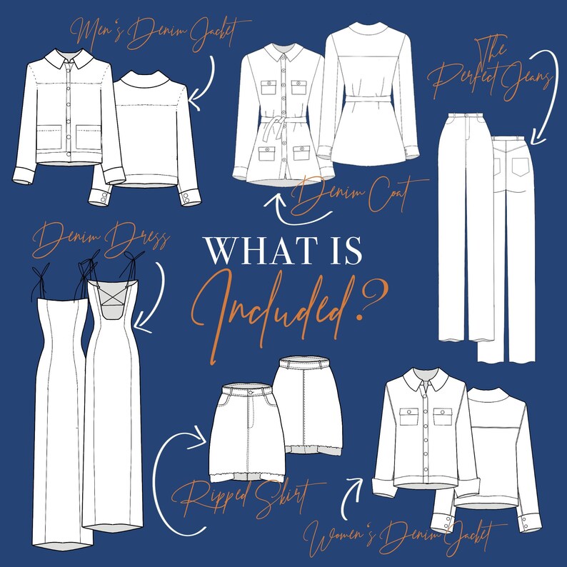 SEWING PATTERN BUNDLE - Denim Style Pack | Pdf Pattern Pack With 6 ...