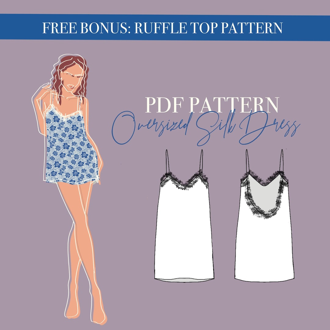 SILK DRESS PATTERN | Silk A-line Oversized Slip Dress Sewing Pattern ...