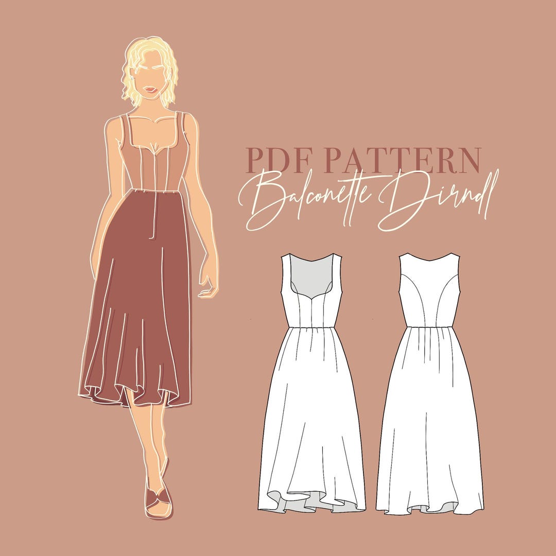 DIRNDL PATTERN - BALCONETTE Style Bodice With Zipper Option- Eu Size 32 ...