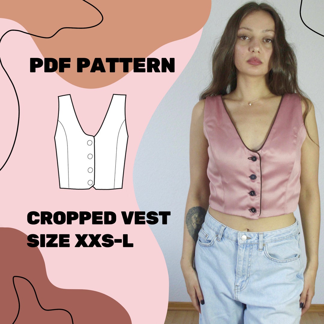 VEST PATTERN Cropped V-neck Vest Sewing Pattern PDF Instant Download ...