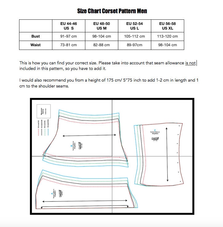 MEN'S CORSET PATTERN // Pdf Sewing Pattern Bandeau Corset - Etsy México