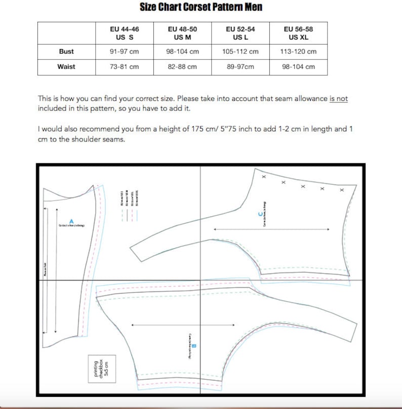 MEN'S CORSET Pattern // Pdf Sewing Pattern Corset Top for - Etsy