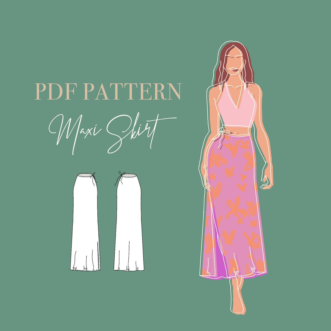 MAXI SKIRT PATTERN - Very Easy to Sew Maxi Skirt Pdf Sewing Pattern ...