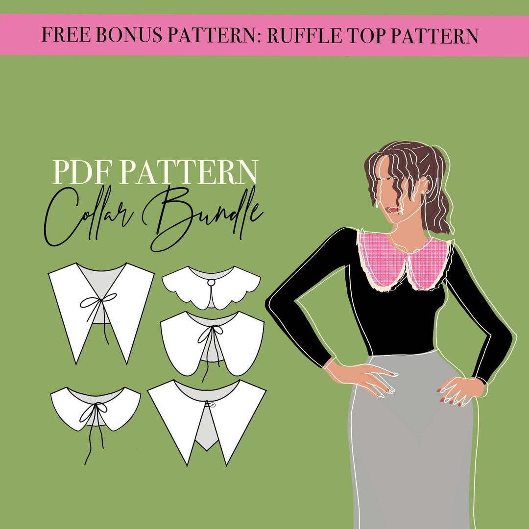 Peter Pan Collar Sewing Pattern Bundle | 5 Collar Styles | Sizes EU 32 ...