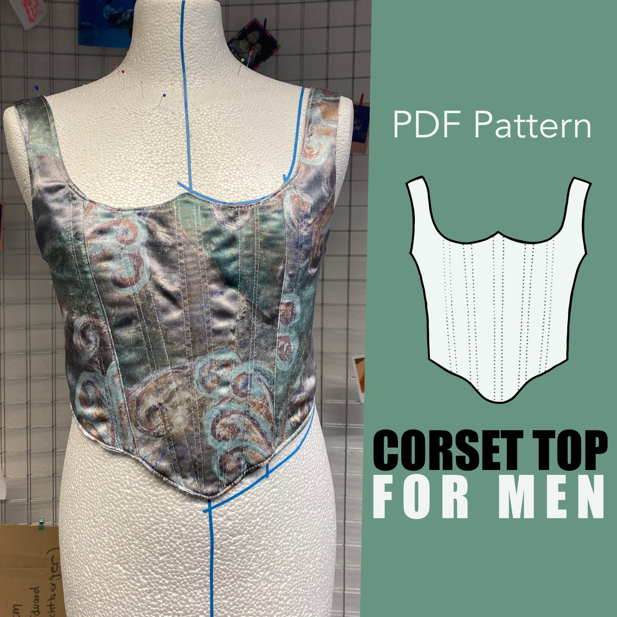 MEN'S CORSET PATTERN // Pdf Sewing Pattern Corset Top for - Etsy Canada