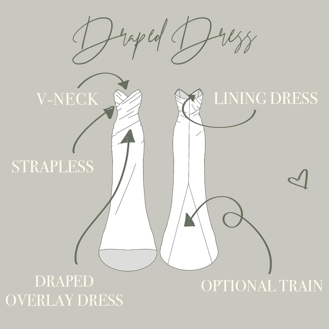 Draped Bandeau Wedding Dress Sewing Pattern PDF | With Corset Boning ...