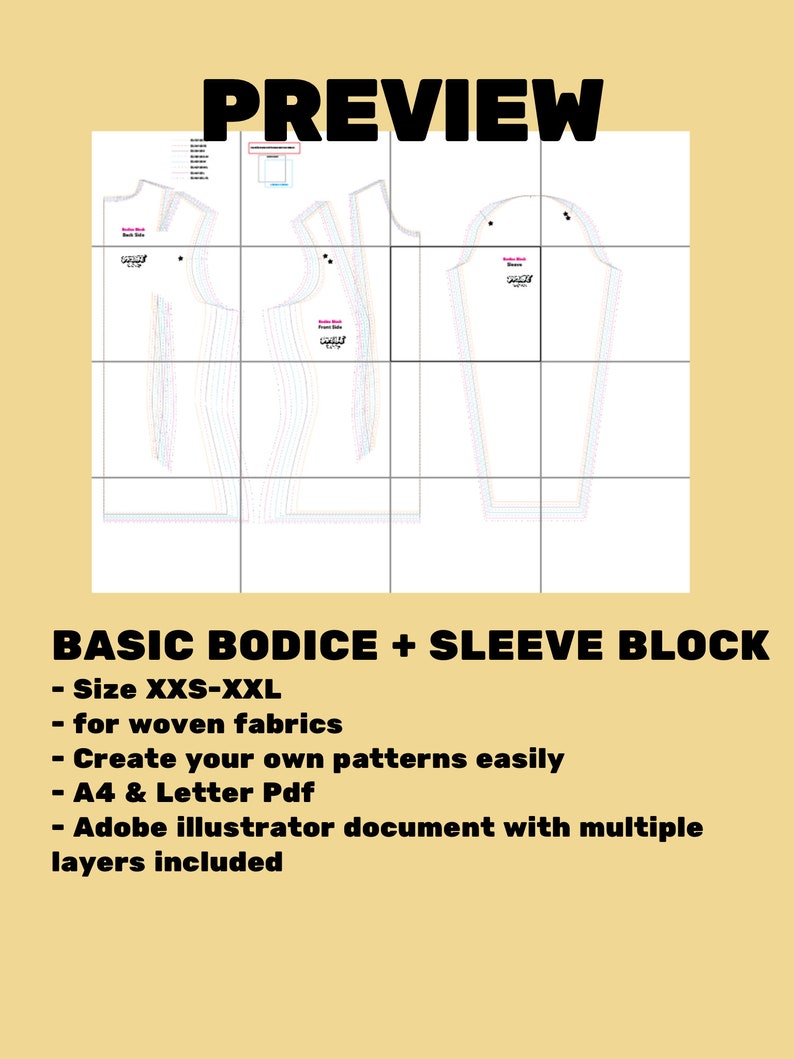 WOMEN'S PATTERN BLOCK Basic Bodice and Sleeves Pattern - Etsy
