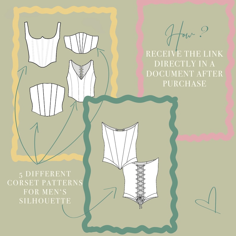 Mens CORSET PATTERN Bundle - Including 5 Different Men's Corset Sewing ...
