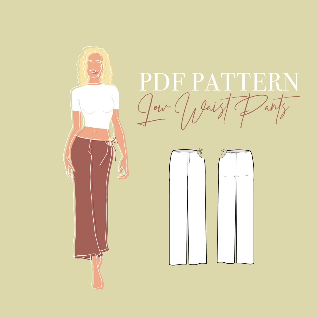 LOW WAIST PANTS Pattern - With Side Cut Out - Pdf Sewing Pattern Low ...