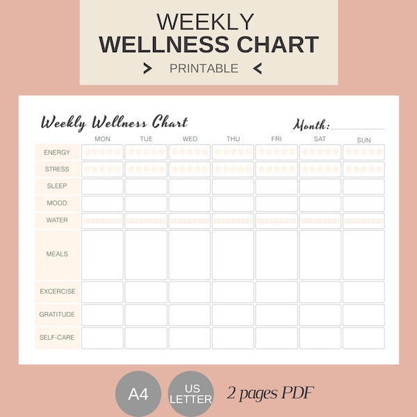 Wellness Chart - Etsy