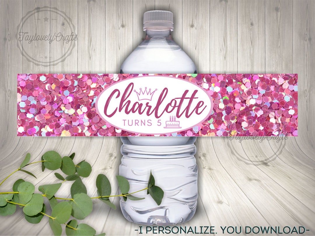 Pink Birthday Party Theme Water Bottle Labels, Pink Girl Birthday Decor ...