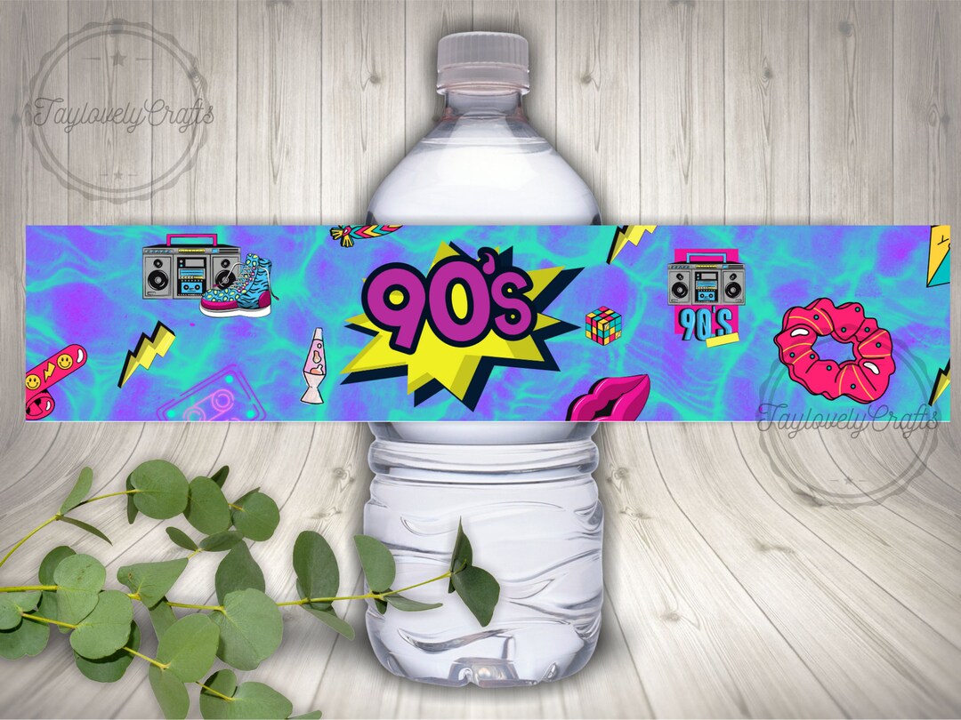 90's Theme Party, 90's Water Bottle Labels, 90's Theme Party ...