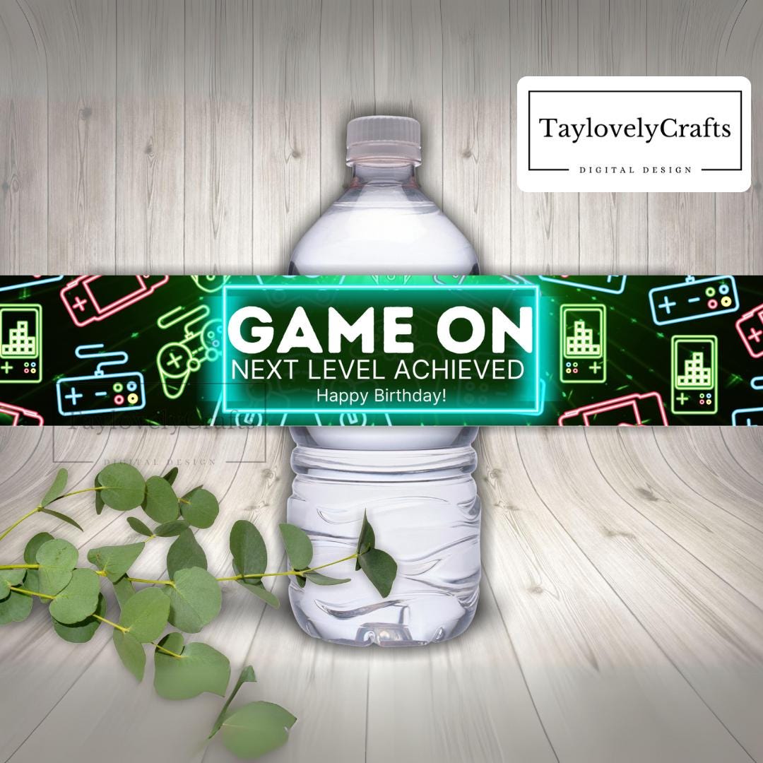 Gamer Theme Water Bottle Labels, Party Decorations (digital Download ...