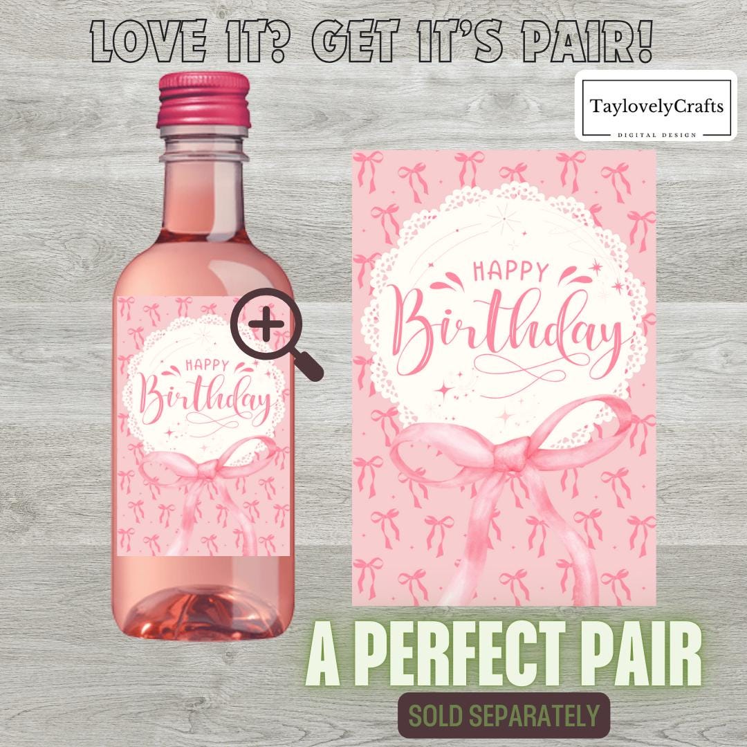 Coquette Birthday Water Bottle Labels, Coquette Party Decorations, Pink ...