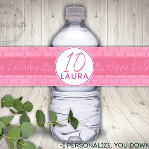 Pink Birthday Party Theme Water Bottle Labels, Pink Girl Birthday Decor ...