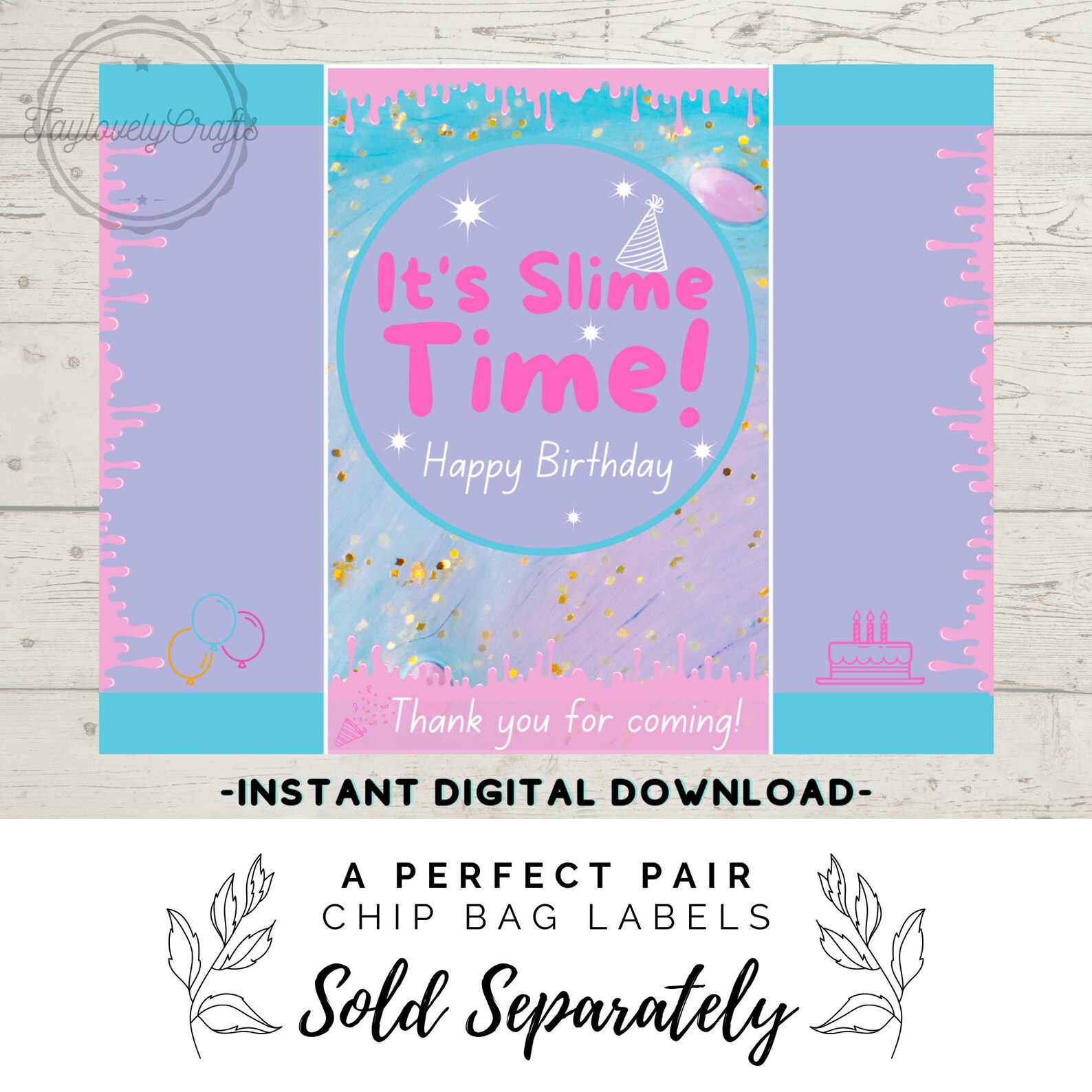 Slime Birthday Party Water Bottle Labels, Digital Download (PDF) - Etsy