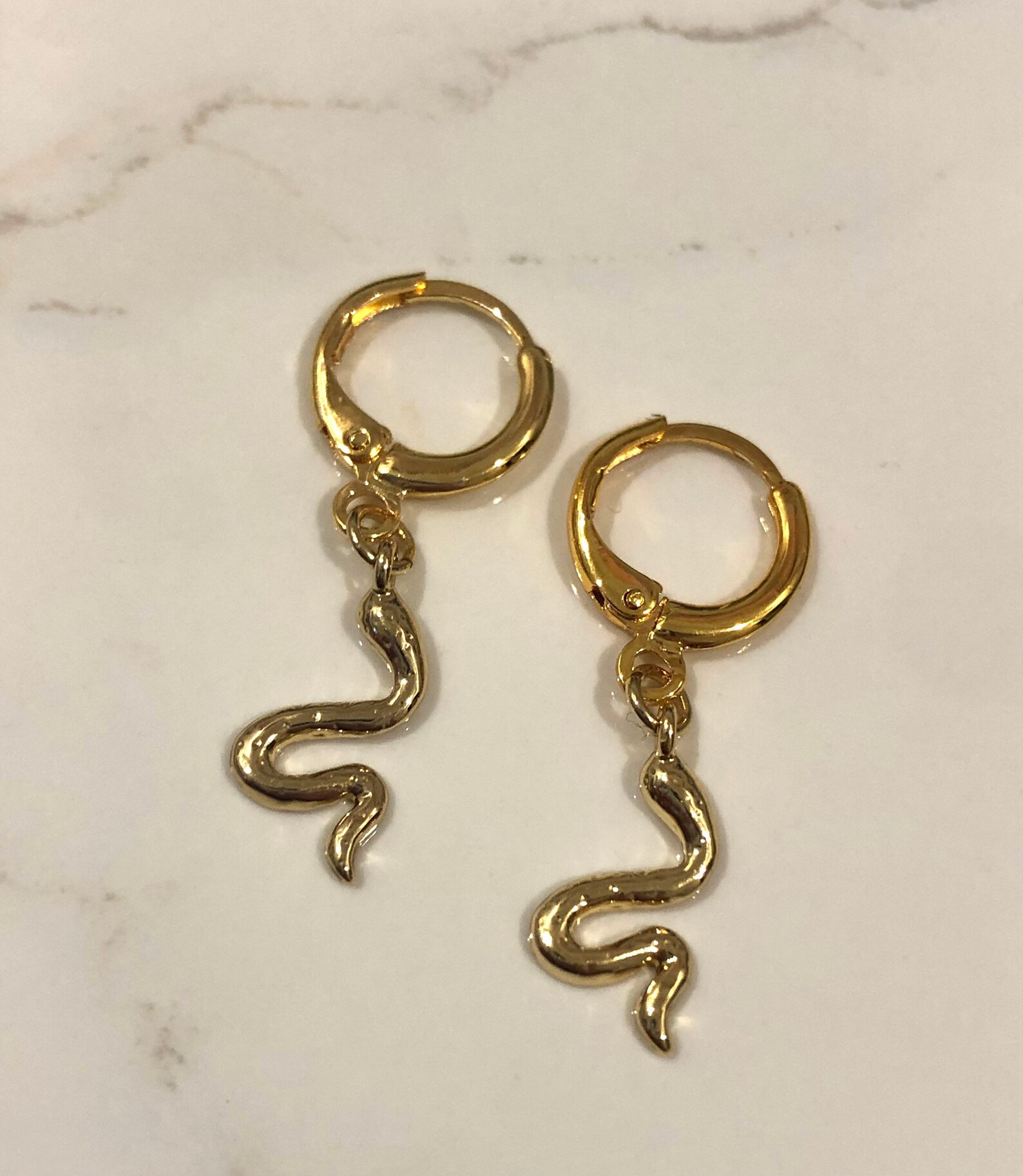 Gold Snake Huggie Hoop Earrings - Etsy