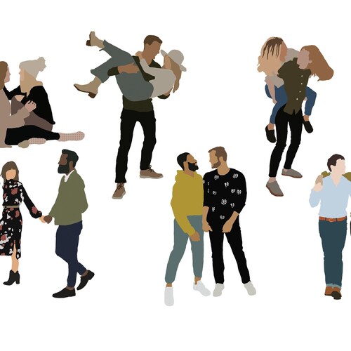 25 Flat Vector People Walking People Outdoor Pack of 24 | Etsy