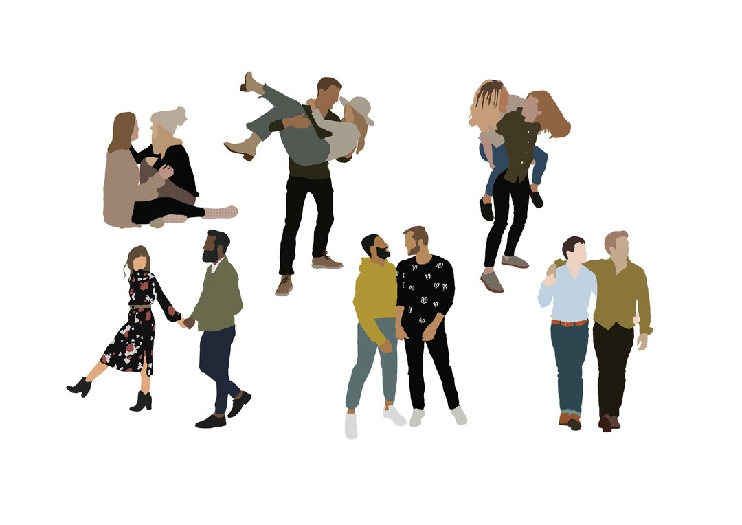 Pack 6 Partners Flat Vector People Illustration - Etsy Hong Kong