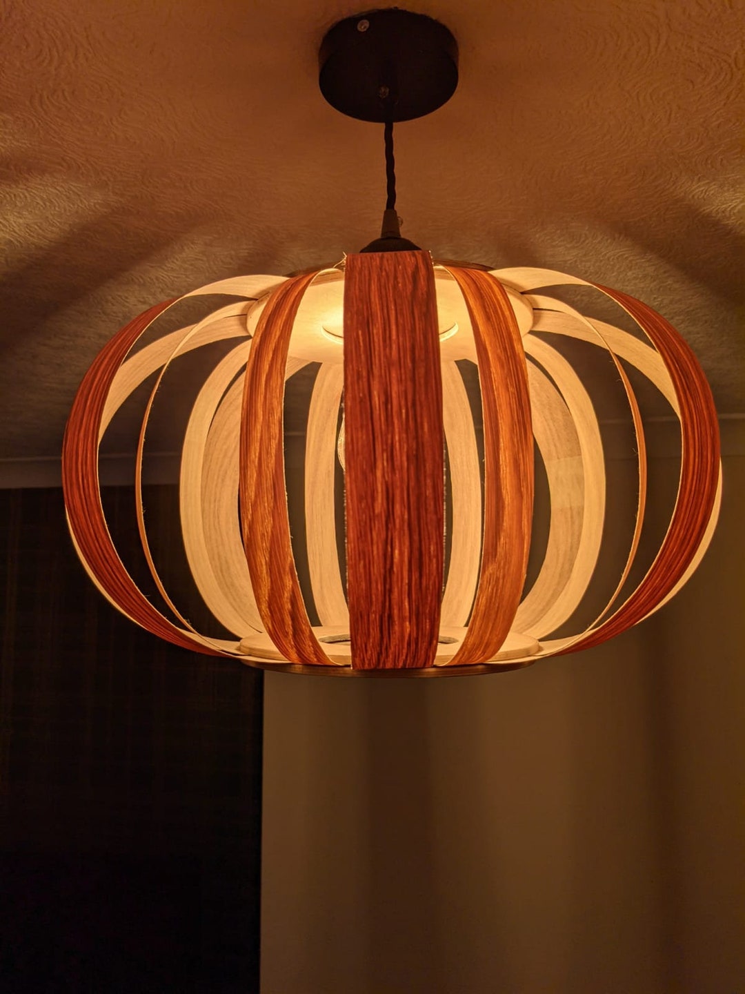 Hand Crafted Oak Pendant Ceiling Light - Etsy UK