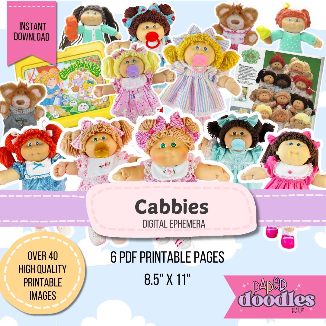 Printable Ephemera, 1980’s Cabbage Patch Kids, Cabbies, Print at Home ...