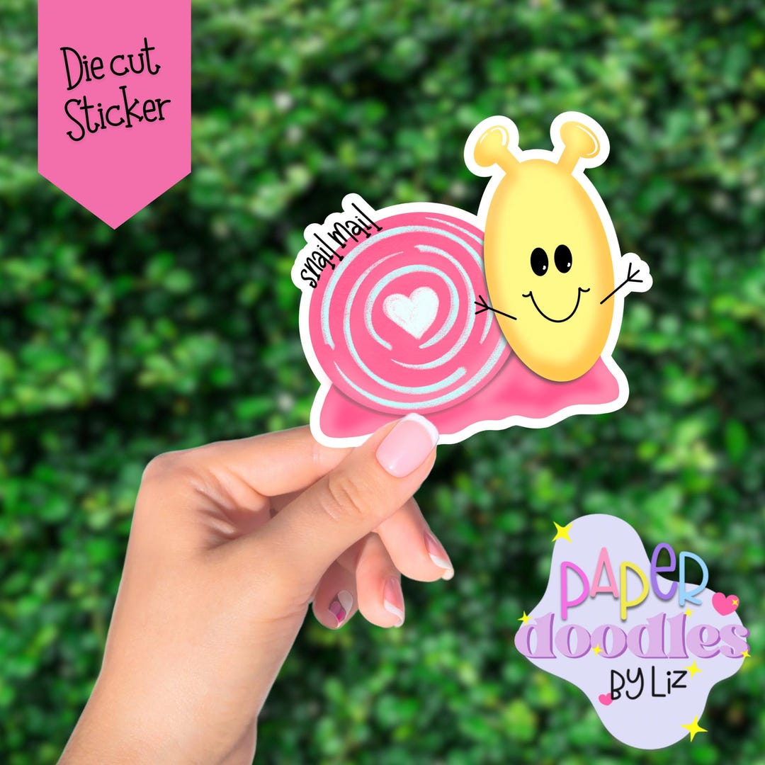 Happy Snail Mail Sticker, Die Cut Sticker, Postal Sticker, Mailbox ...