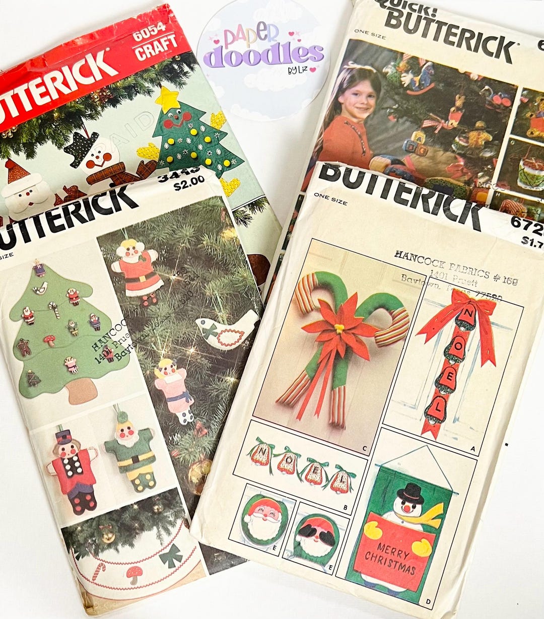 Vintage Sewing Patterns, Butterick Christmas Patterns, 6720, 3413, 6342 ...