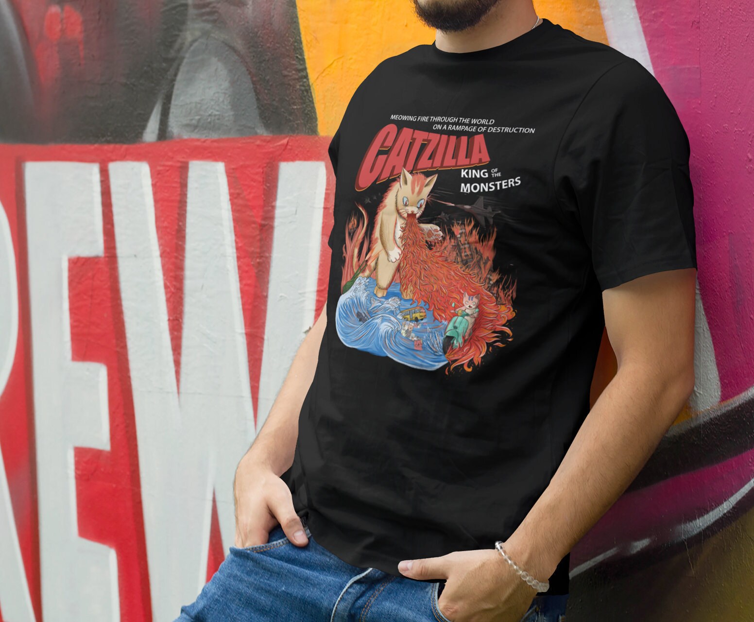 Catzilla Tee | Godzilla Shirt | Funny Cat Shirt | Godzilla King of the ...