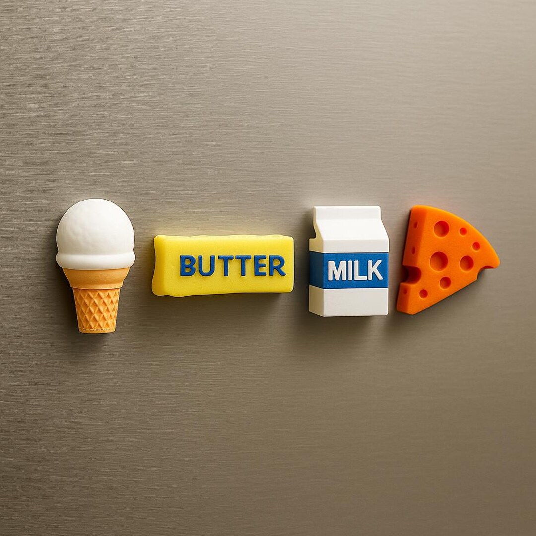 Dairy-themed 3D Printed Fridge Magnets | Cute Milk, Butter, Cheese ...