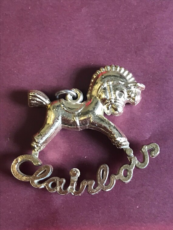Vintage French 3D Carousel horse Plastic Medal - Merr… - Gem