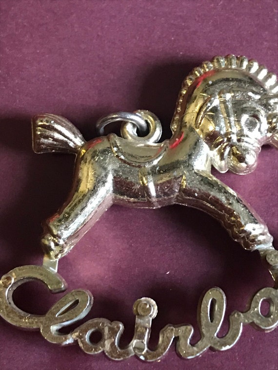 Vintage French 3D Carousel horse Plastic Medal - Merr… - Gem